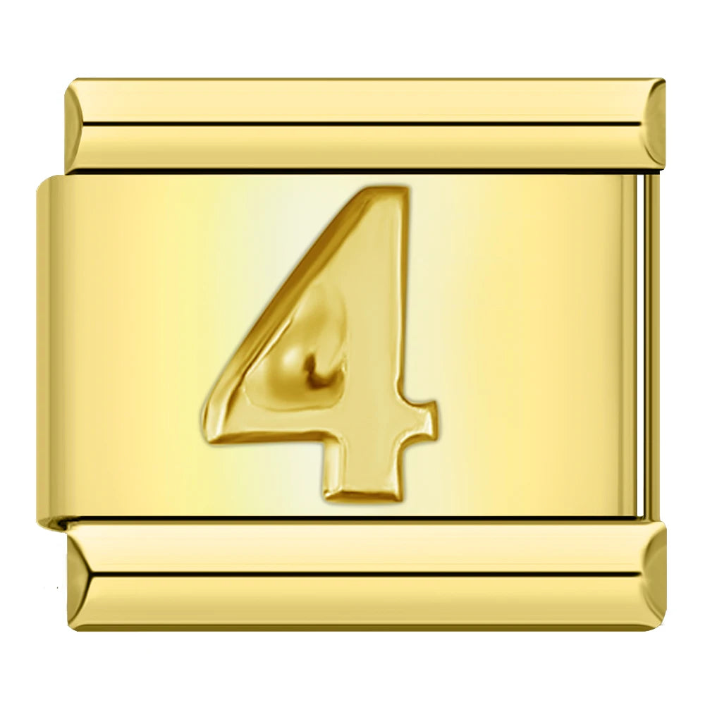 Golden Number 4 - Gold Charm – Italycharm