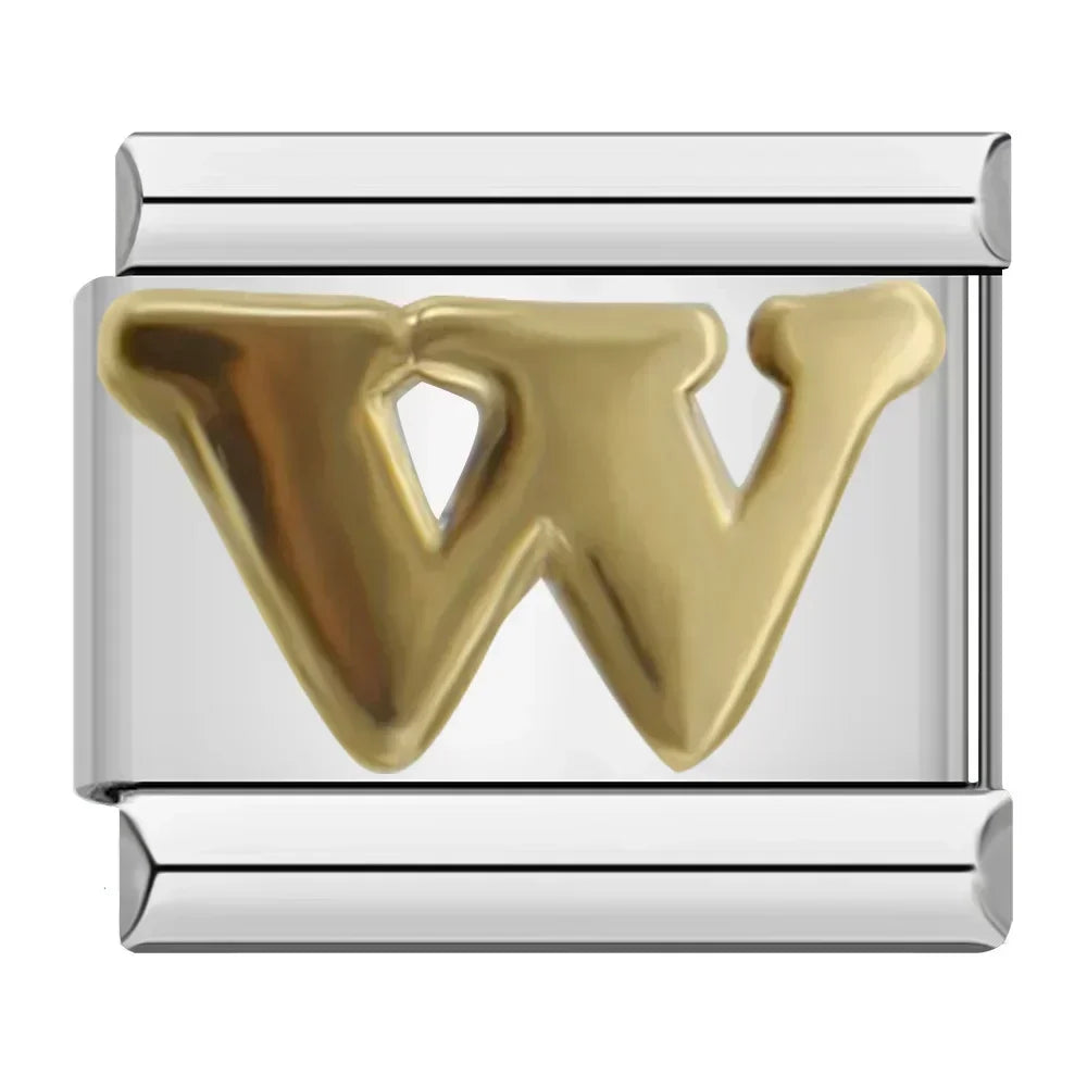 Golden Letter W - Silver Charm – Italycharm